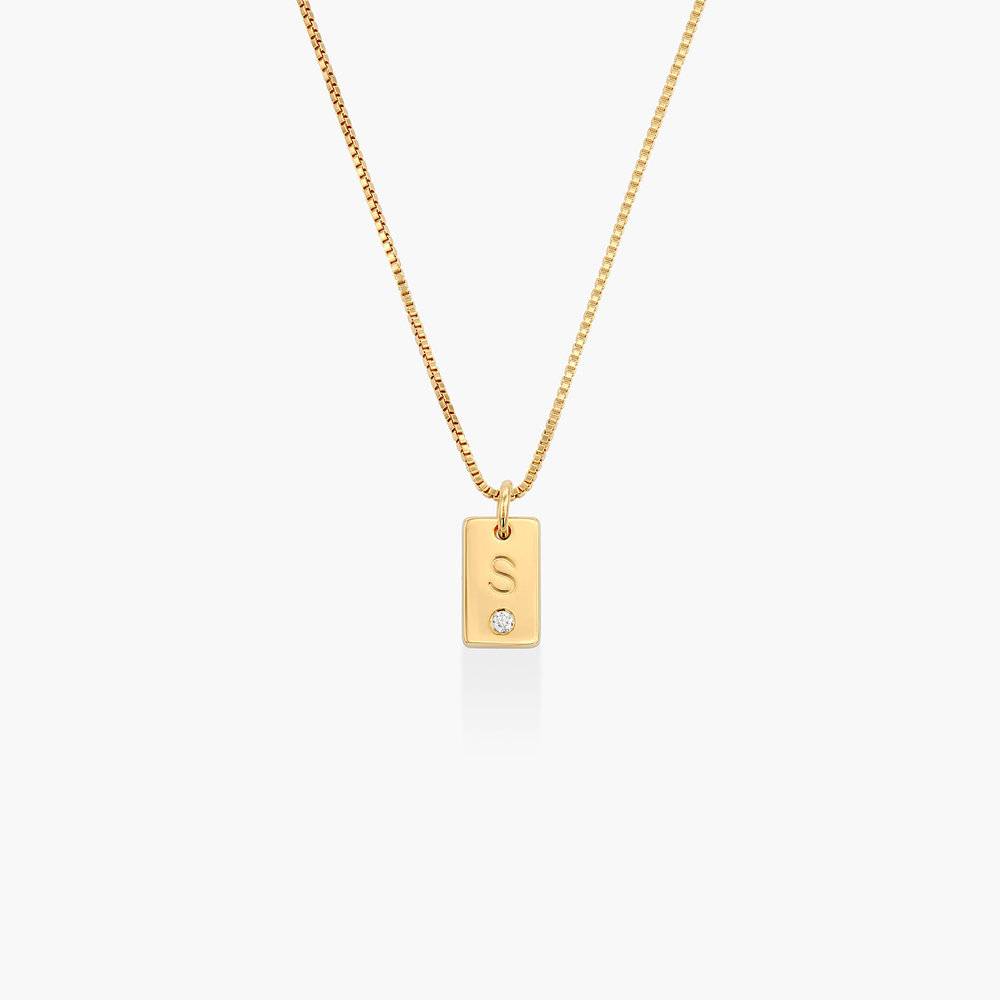 Willow Tag Initial Necklace with Diamond - Gold Vermeil - Oak & Luna